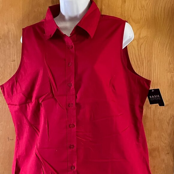 Basic Editions | Tops | Nwt Basic Editions Red Sleeveless Blouse Xl | Poshmark